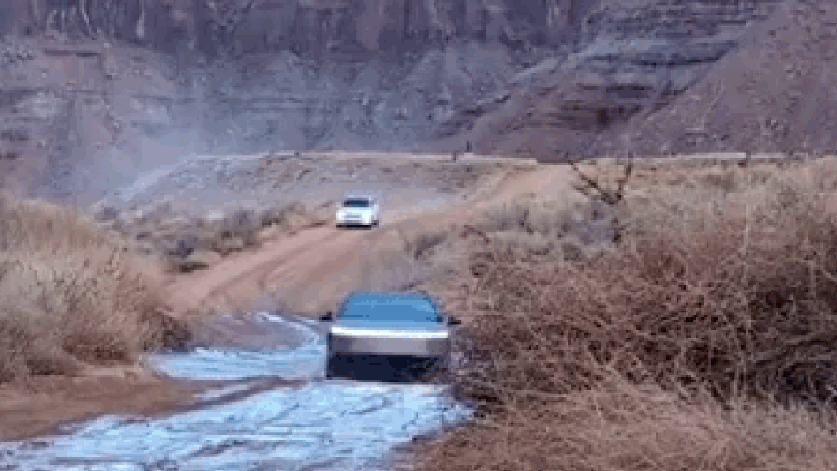 Watch This Tesla Cybertruck Sputter Out After Driving Through A Creek ...